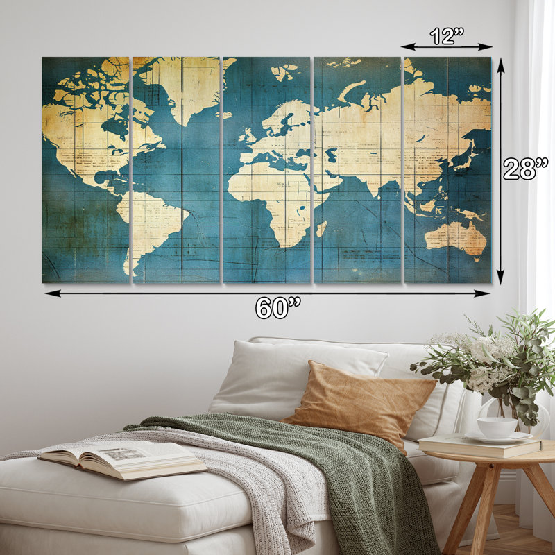 Longshore Tides Ancient Map Of The World VI - Maps Wall Art Living Room ...