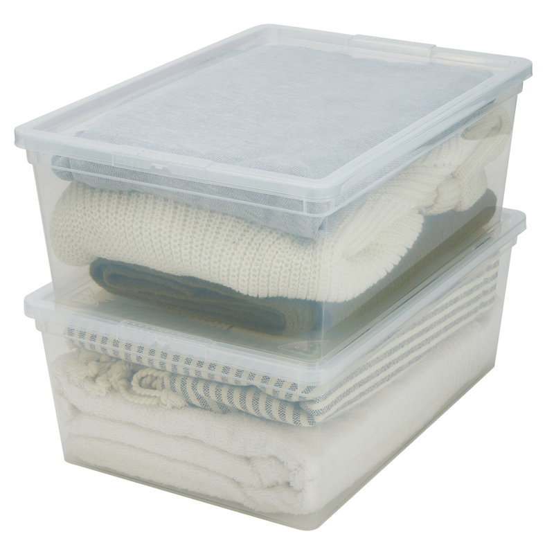 Rebrilliant 4 Pack Stackable Storage Bins with Lids in Clear | Wayfair