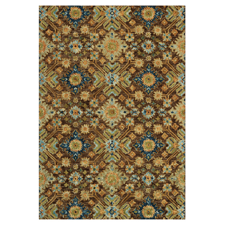 Bungalow Rose Tricity Traditional Brown Hand-Hooked Area Rug | Wayfair