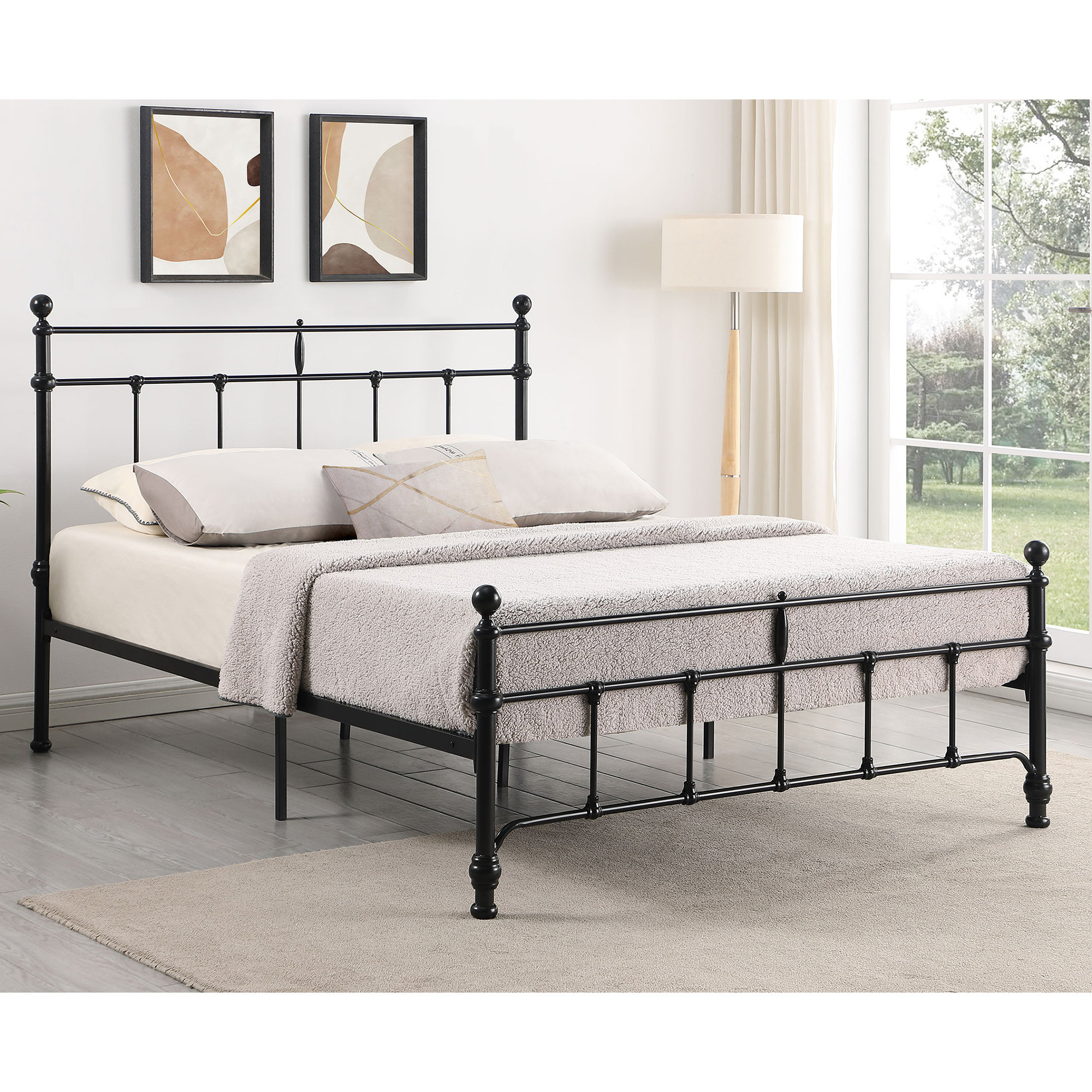 Astoria Grand Metal Open Frame Bed In Matte Black | Wayfair