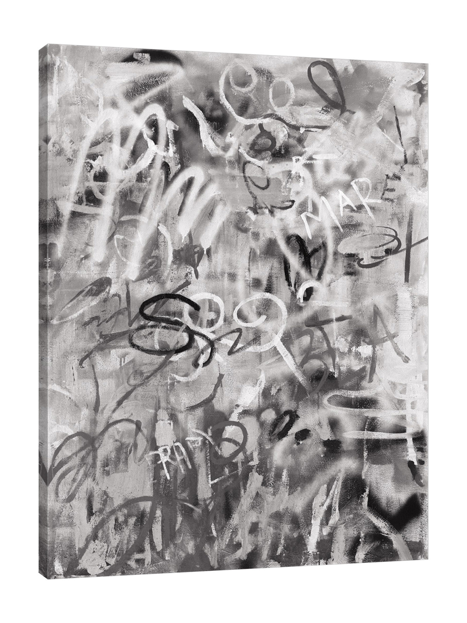 Orren Ellis "Graffiti Love Monochromatic" Gallery Wrapped Canvas By ...