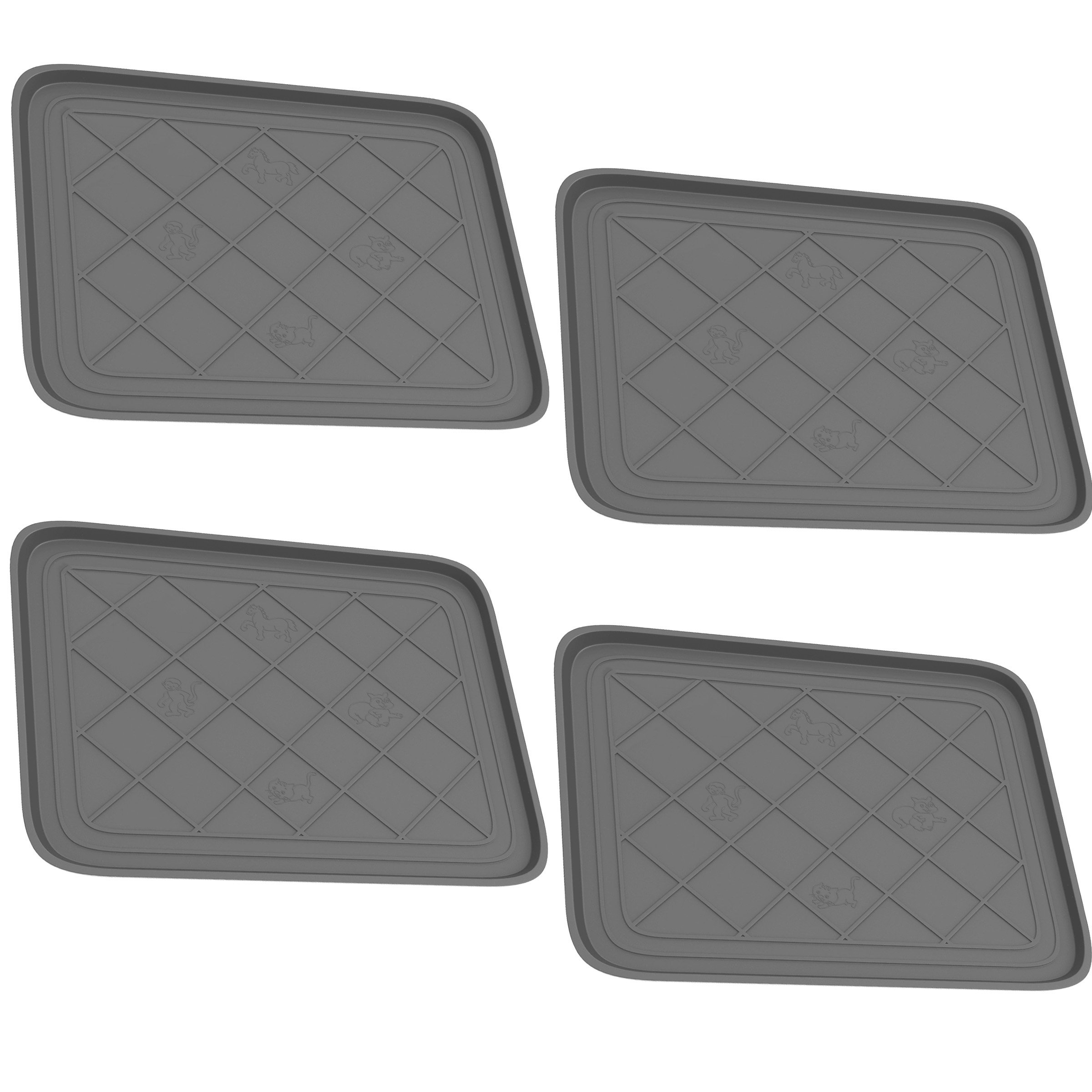 Stalwart All Weather Boot Tray Set - 4 Small Water-Resistant Plastic ...