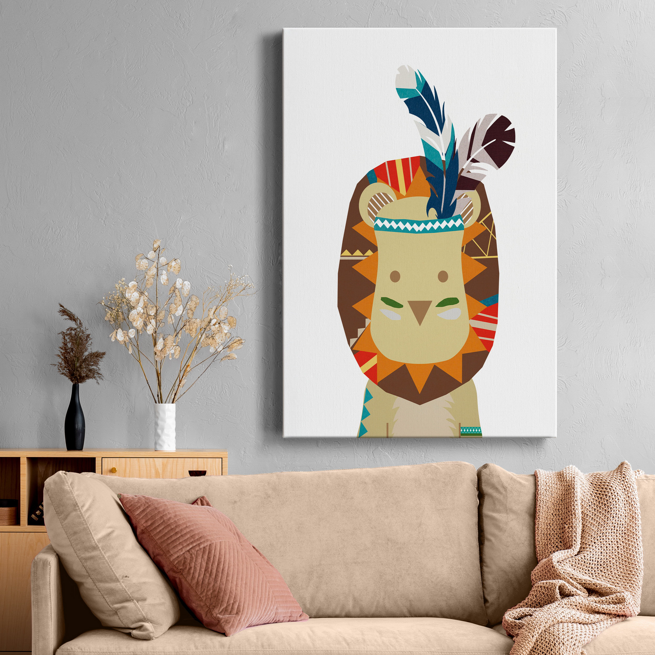 Indigo Safari Boho Lion - Wrapped Canvas Print - Wayfair Canada