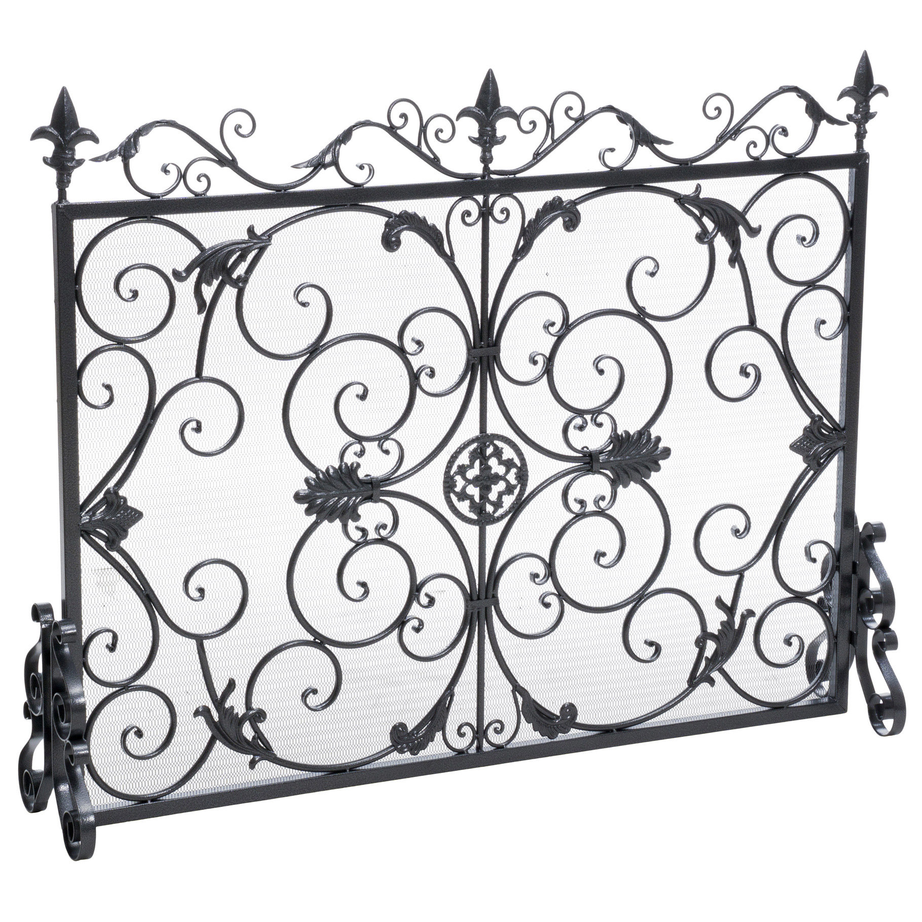 World Menagerie Wrought Iron Fireplace Partition, Ornate Design, 45.16 ...
