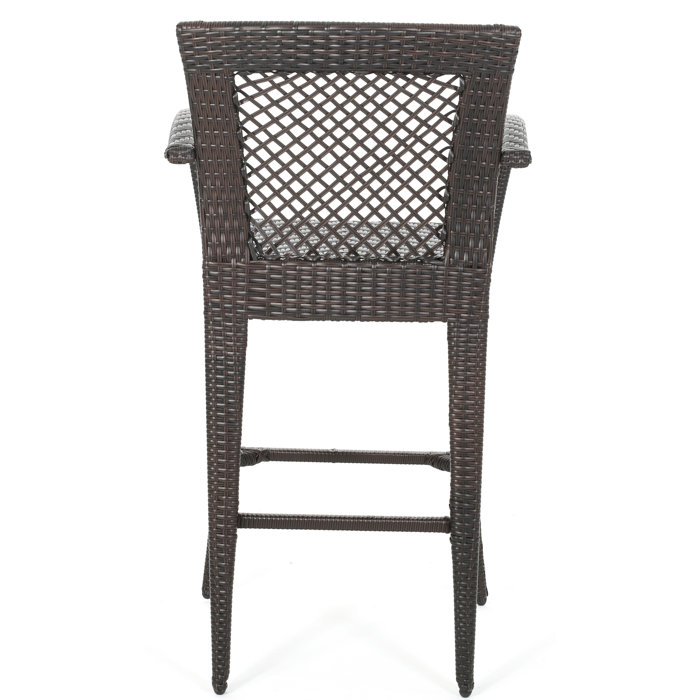 Highland Dunes Gonvick Wicker Outdoor 30'' Bar Stool & Reviews | Wayfair