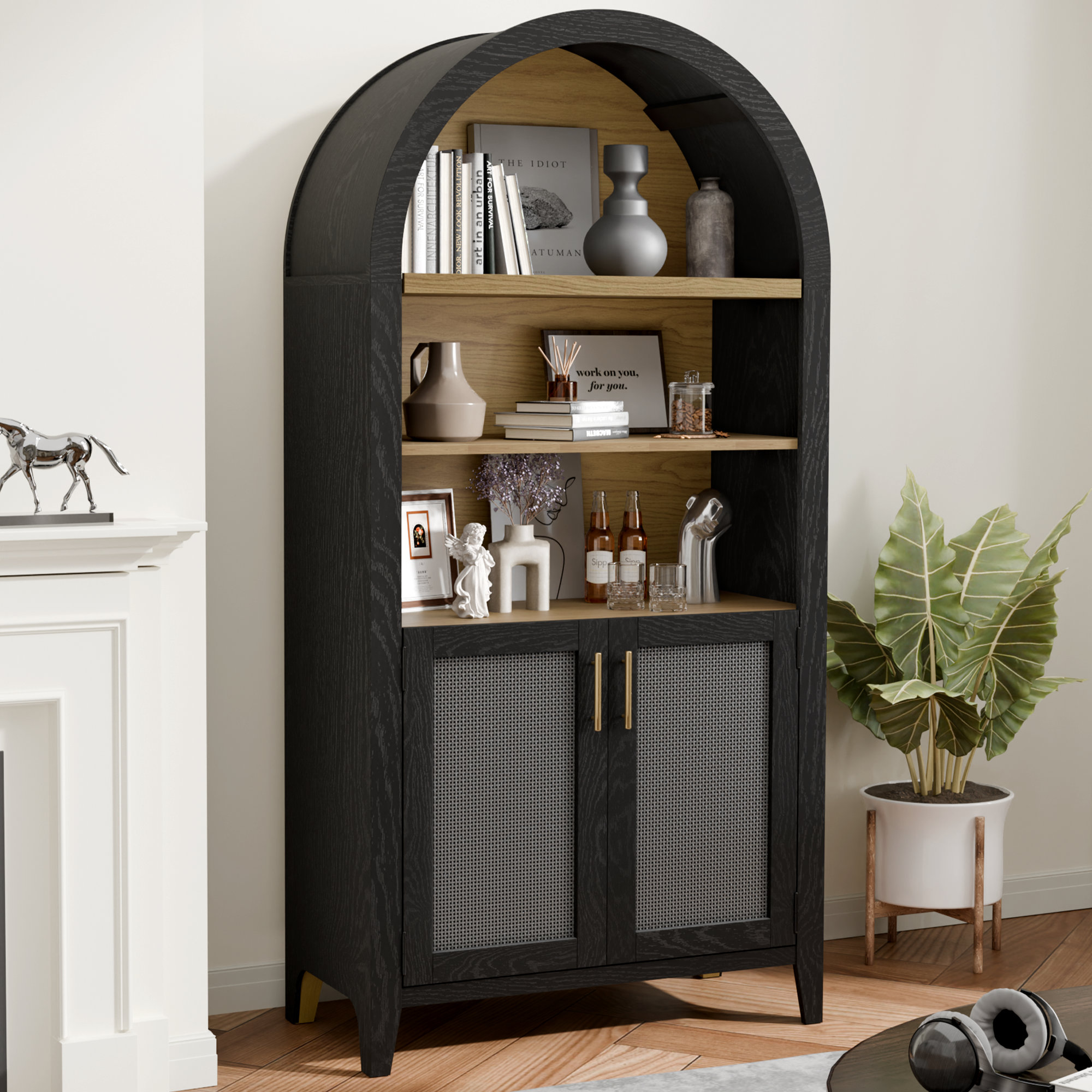 Bay Isle Home™ Bay Isle Home Arched Display Cabinet With Beech-wooden ...