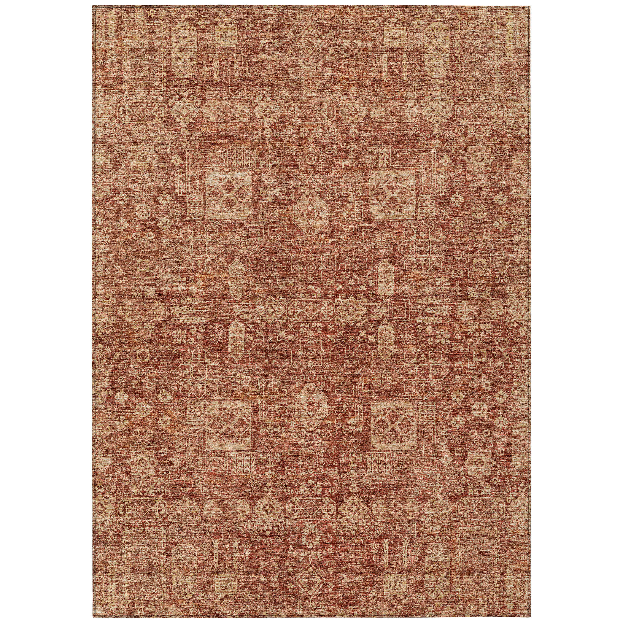 HomeRoots 3' X 5' Orange Copper And Terra Cotta Oriental Washable ...