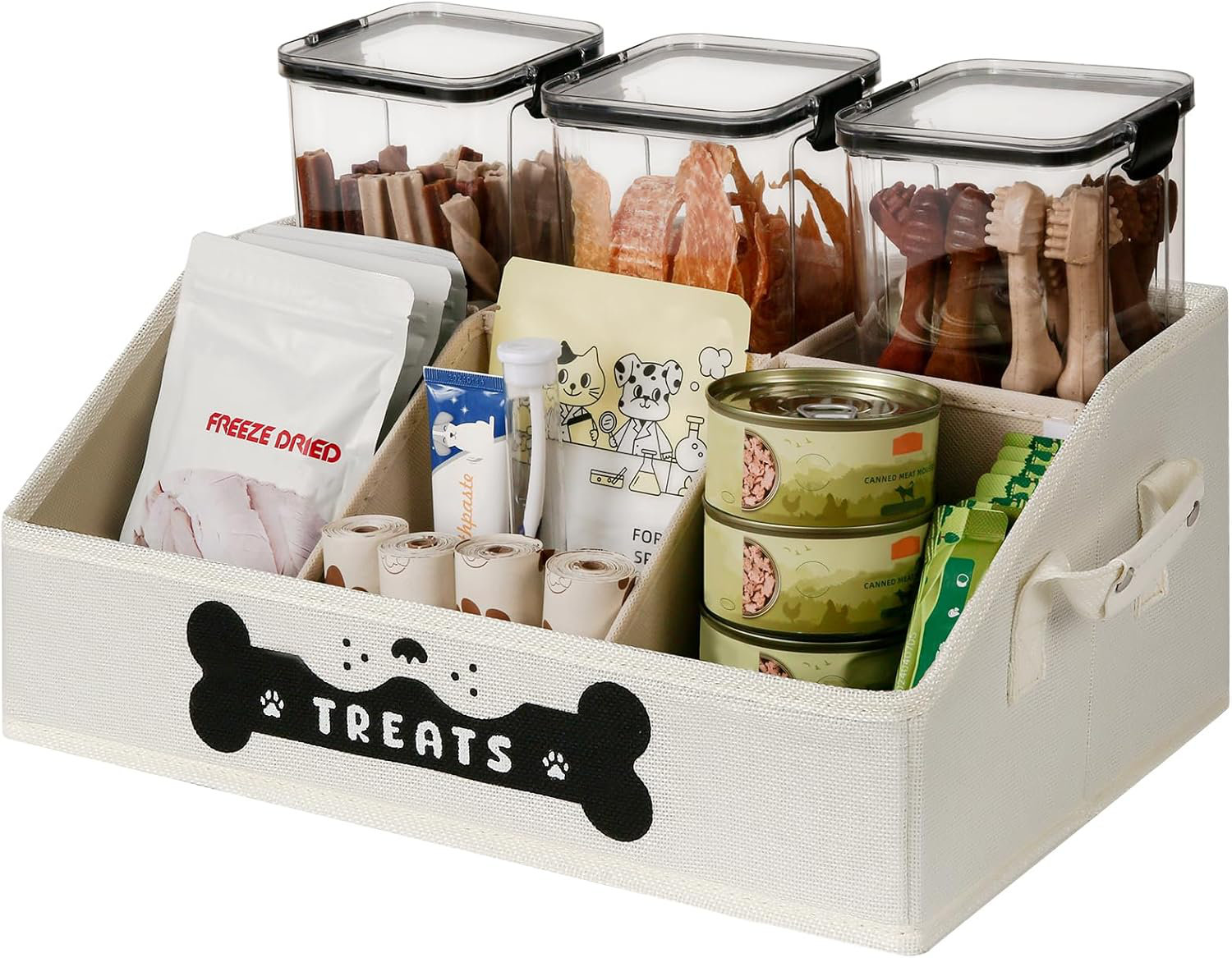 RAPTIZ Dog Treat Contanier, Dog Storage Organizer With Removable ...