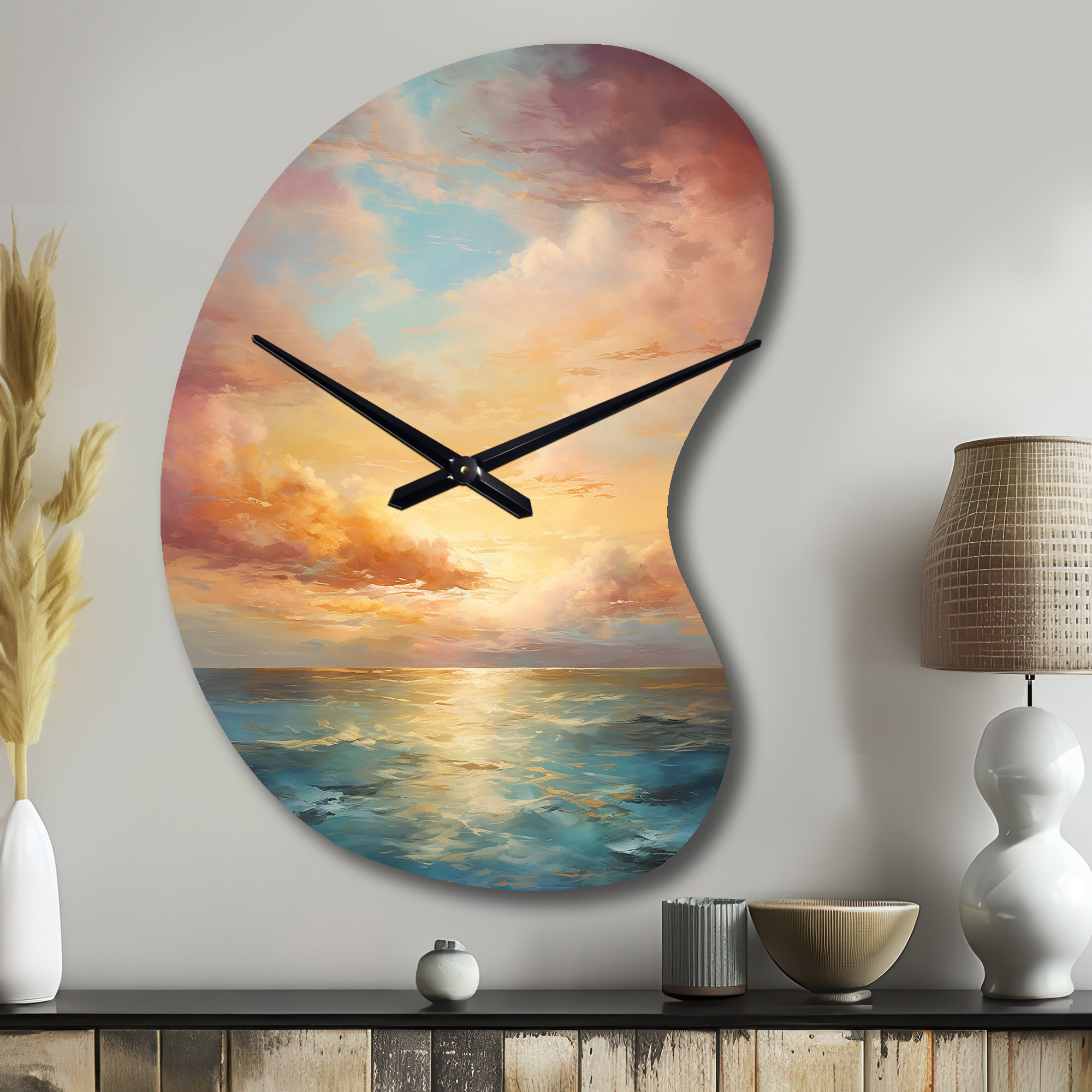 Design Art Ocean Sunset Celestial Symphony - Boom Shape Sunset 3D Wall ...