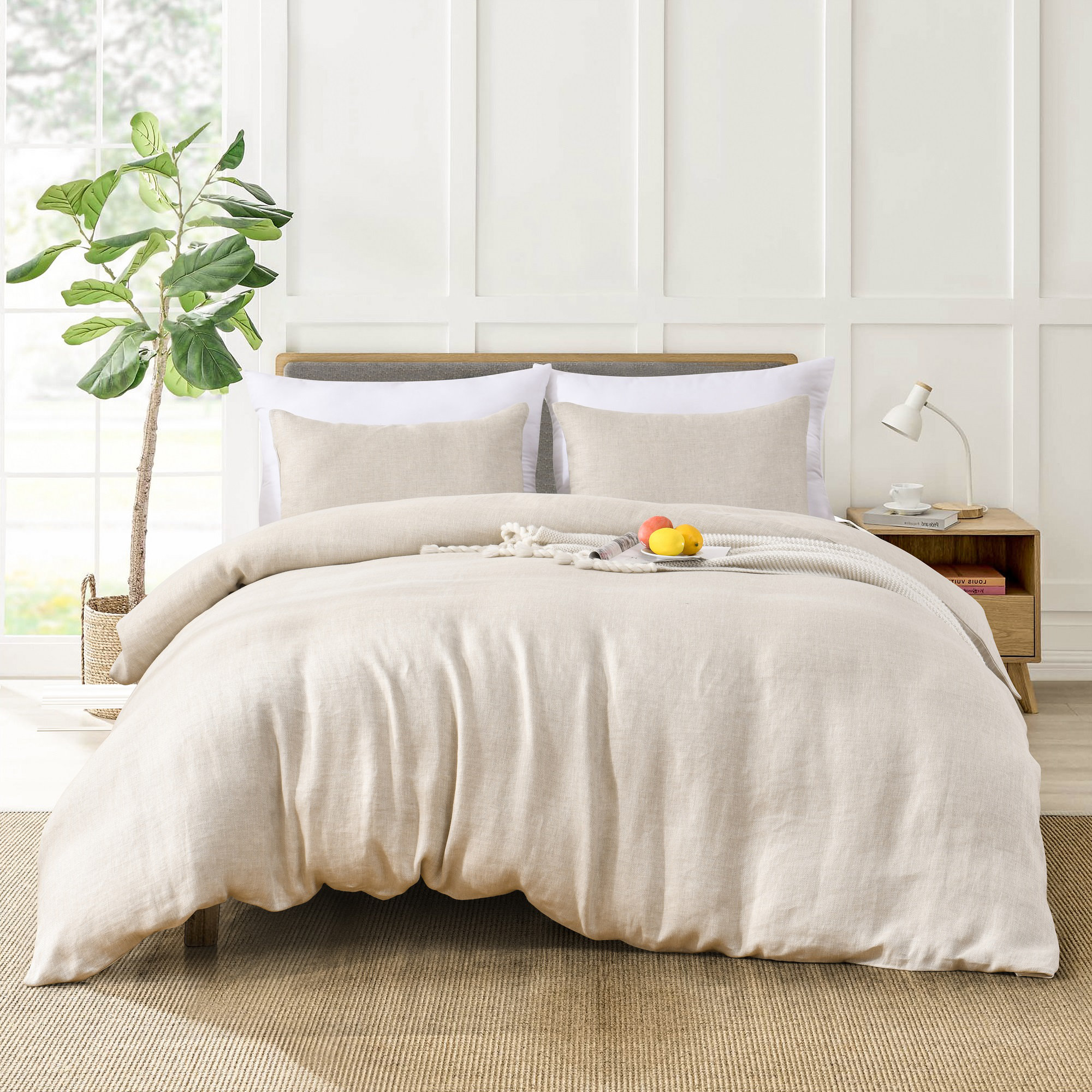 MeadowPark Pure Linen Herringbone Weave Duvet Cover Set & Reviews ...