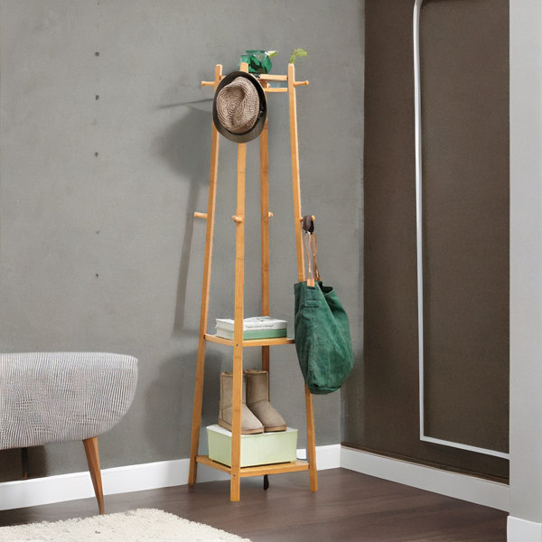 Borough Wharf Jarom Solid Wood Free-standing 8 - Hook Coat Stand ...