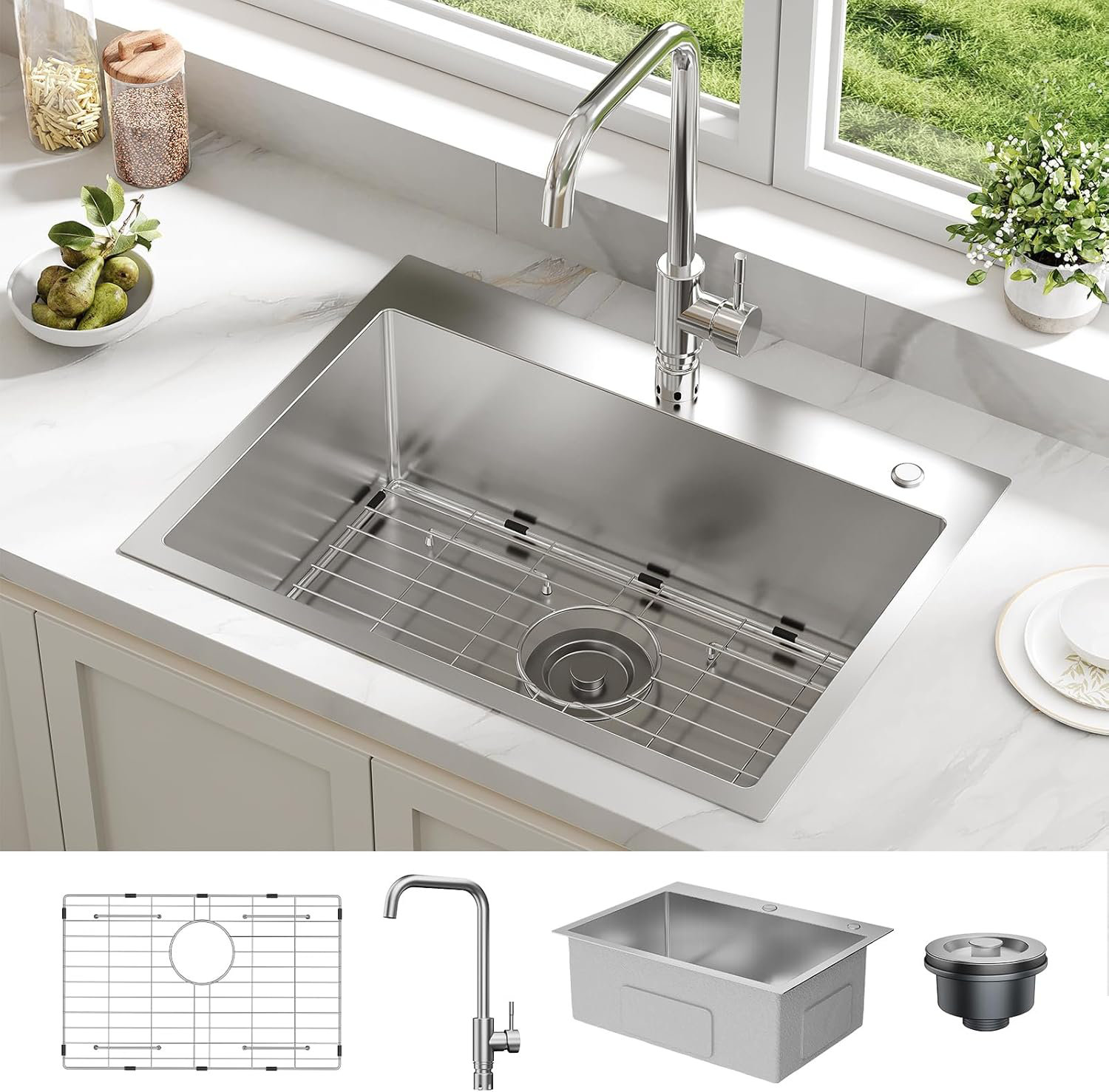 Espiron Optimum Stainless Steel Drop-in Kitchen Drain 24x18x9 in ...