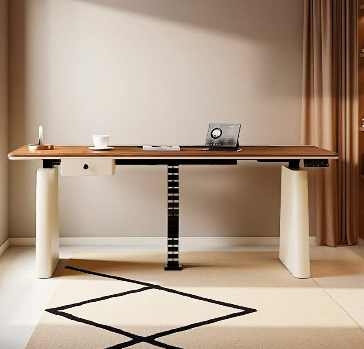 Wrought Studio™ Solid Wood Electric Height-Adjustable Standing Desk ...