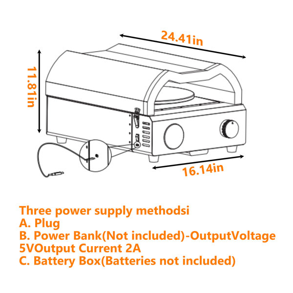 Velivi 12 In. Propane Pizza Oven, Outdoor Pizza Oven In Black With ...
