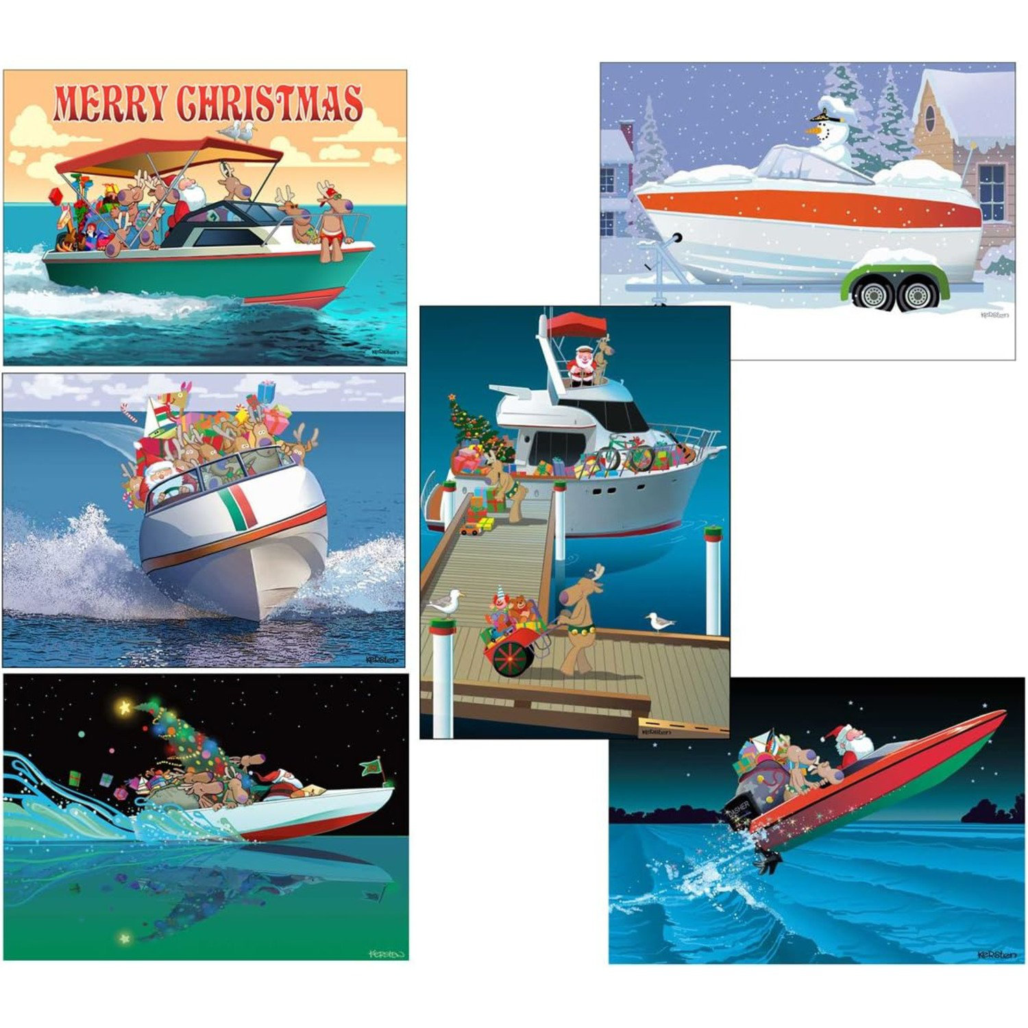 The Holiday Aisle® - Boat Christmas Card Variety Pack - 24 Cards ...
