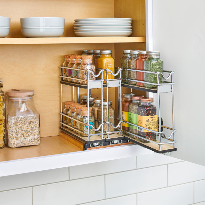 Rev-A-Shelf 9" Pullout Organizer for Cabinets, 2 Tier Upright Shelf ...