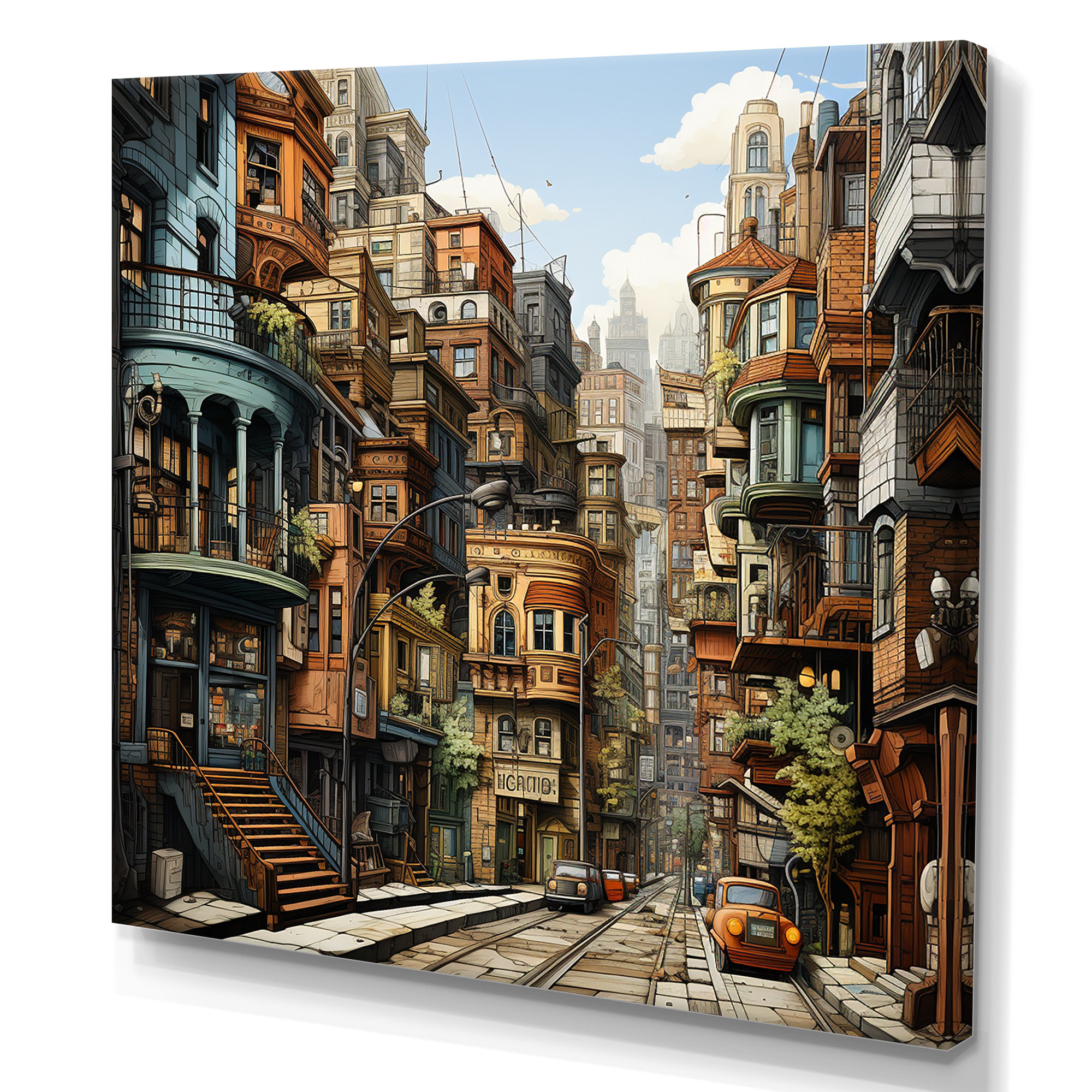 Design Art Analytic Drawing Of A City Buildings - Cityscapes Wall Art ...