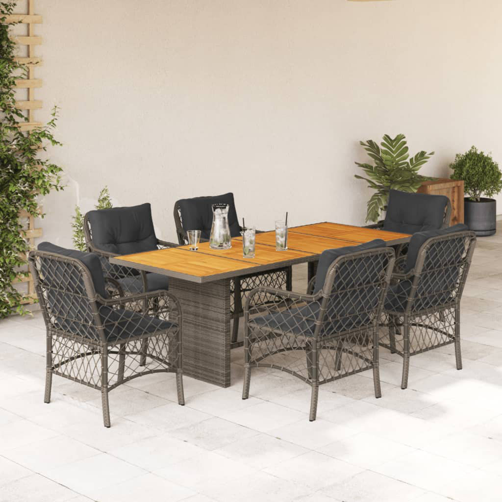 Dakota Fields Garden Dining Set Gray PE Rattan Standard Removable ...