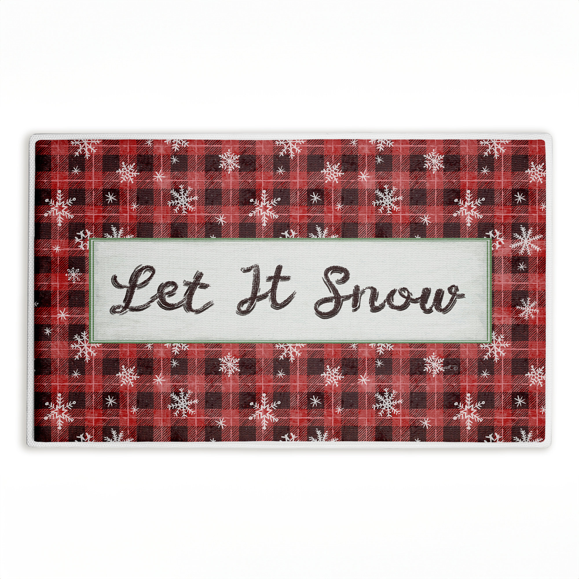Ophelia & Co. Let It Snow Red Plaid Printed Plush Bath Mat and Bath Rug ...