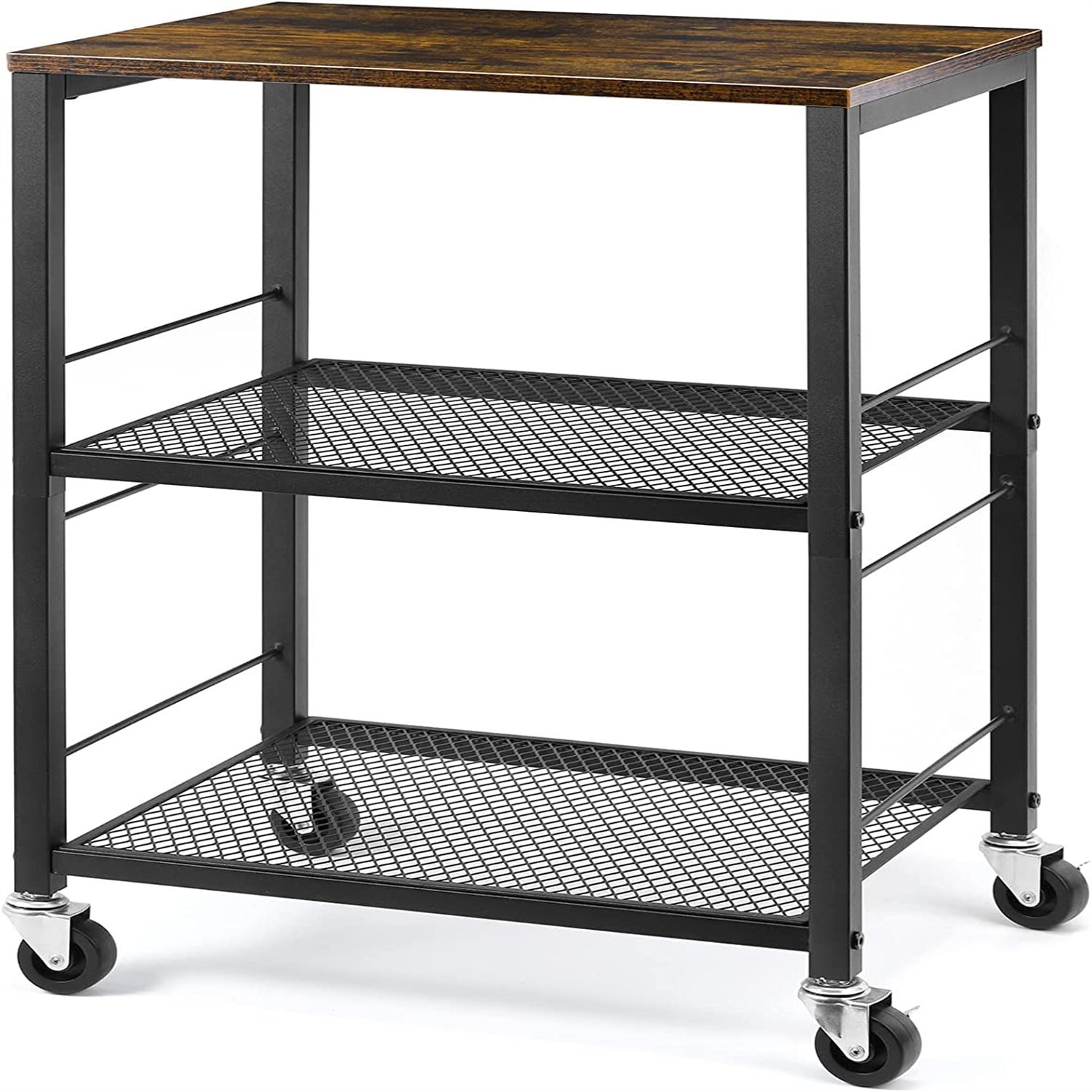 FANGCHANG Versatile Black Metal Floor Shelf Cart - Large Capacity ...