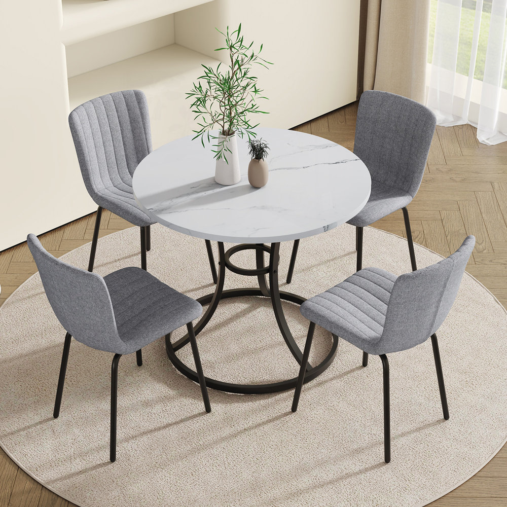 Ivy Bronx Minimalist Circular Dining Set with High-Quality Chairs and ...