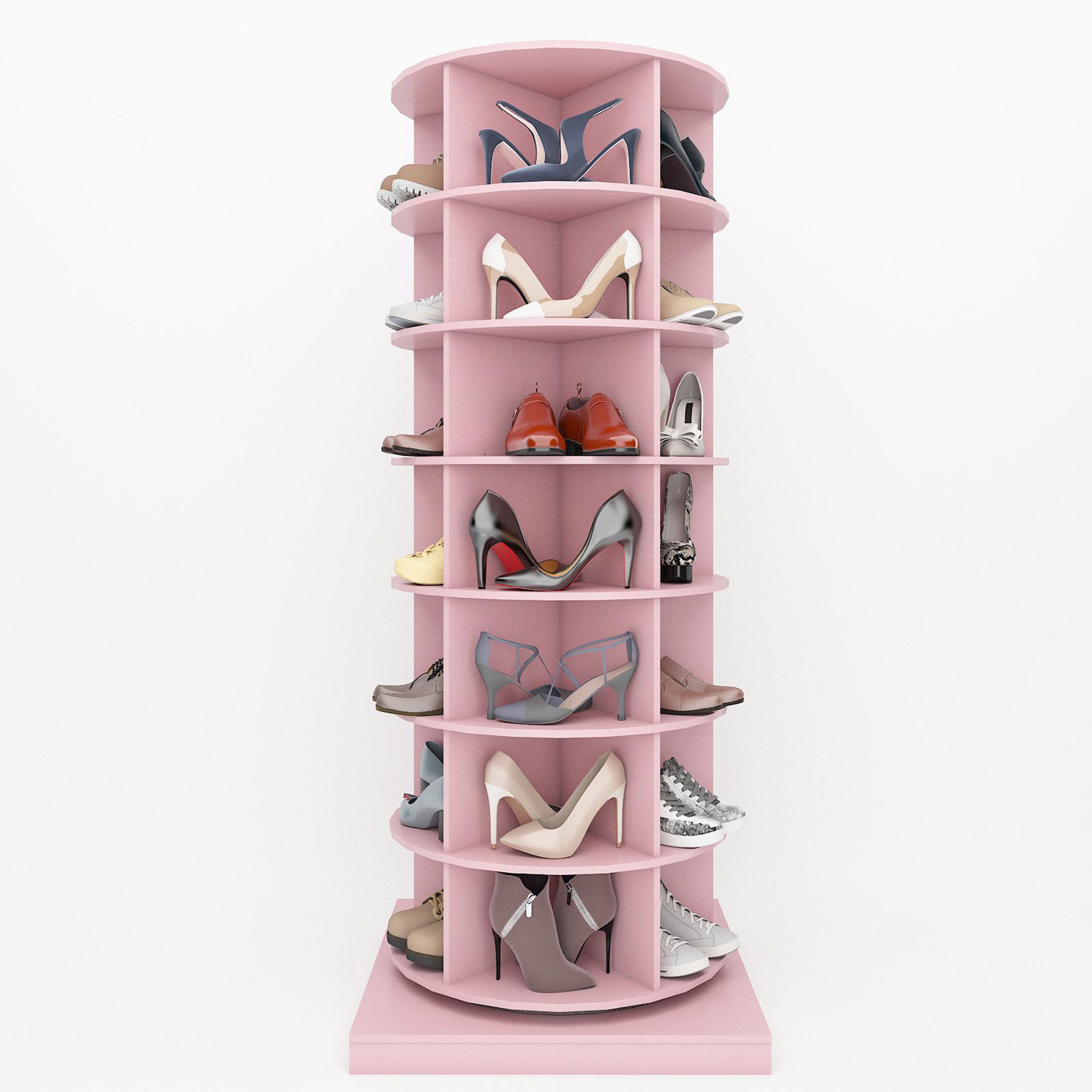 Orren Ellis Freestanding 360° Rotating Wooden Shoe Rack | Wayfair