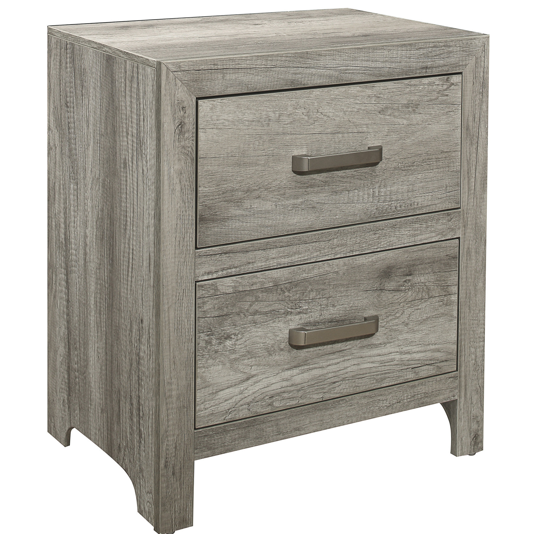 Millwood Pines 2 Bedroom Side Table In Gray, Faux Wood Veneer, Nickel ...