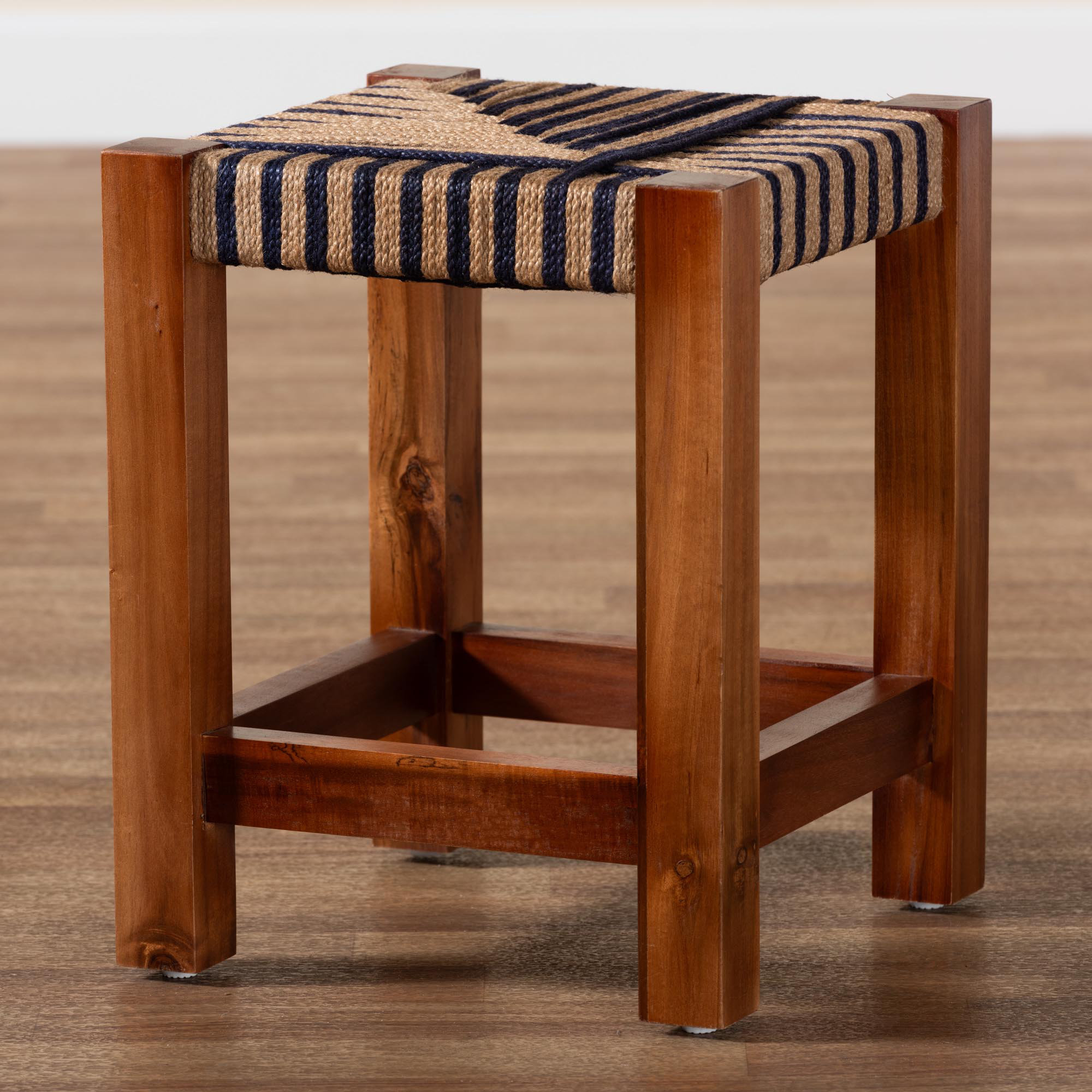 Union Rustic Khylen Seagrass and Solid Acacia Wood Accent Stool | Wayfair
