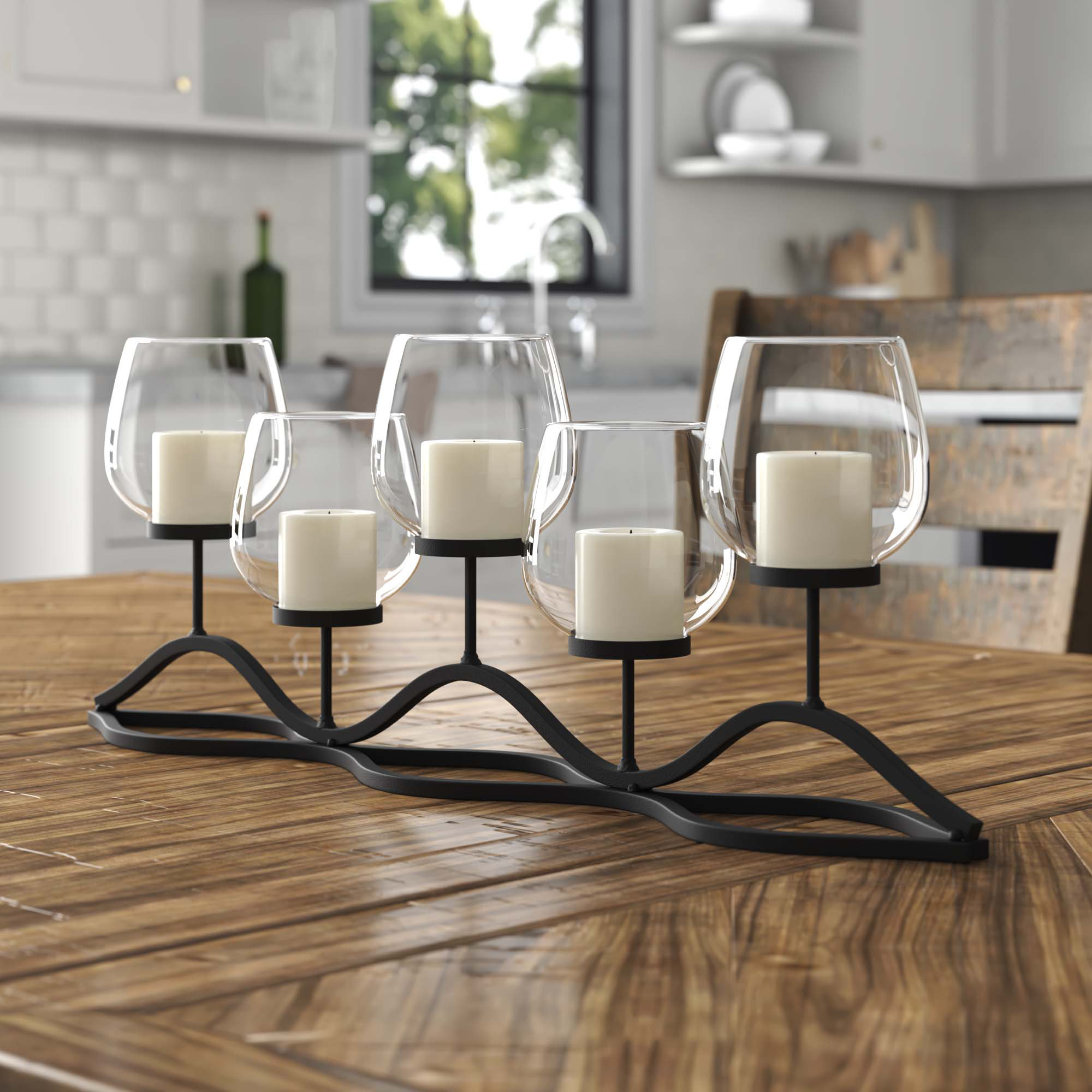 Three Posts™ Wavy Iron and Glass Candelabra & Reviews | Wayfair