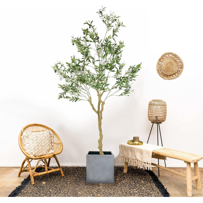 Primrue 84'' Faux Olive Tree Tree in Pot | Wayfair