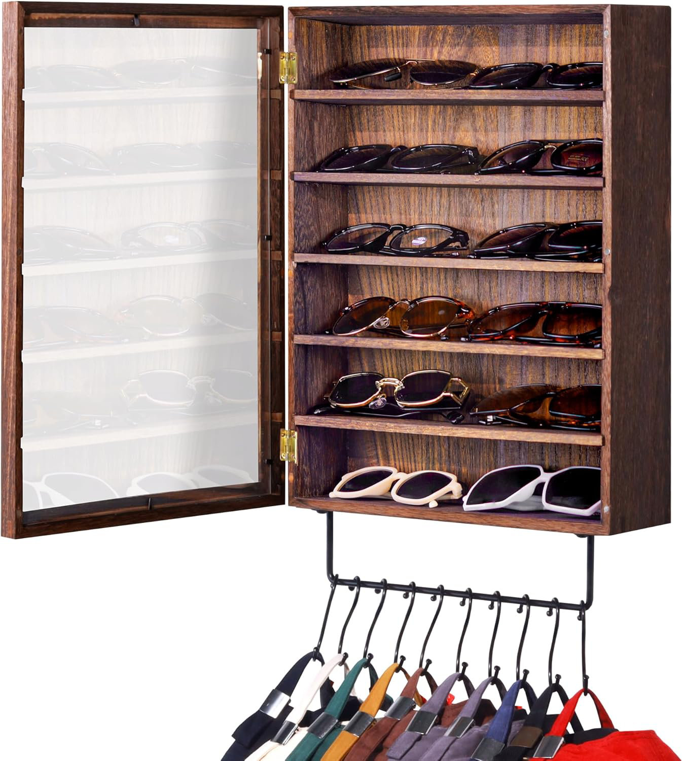 Latitude Run® Sunglasses Organizer Storage Wall Mounted, Wood ...