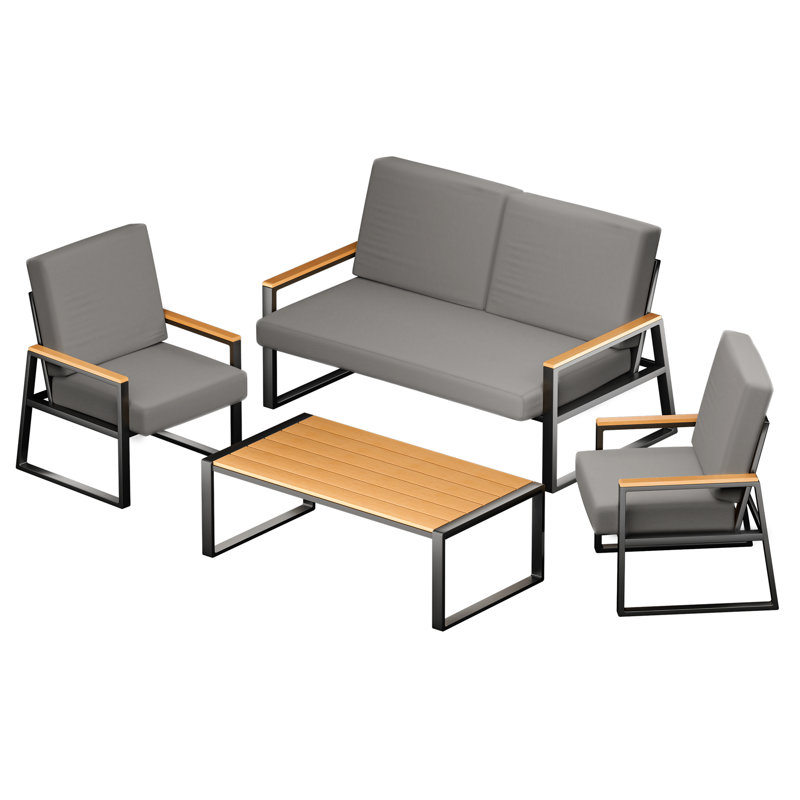 Wrought Studio™ 4 Piece Sofa Seating Group with Cushions & Reviews ...