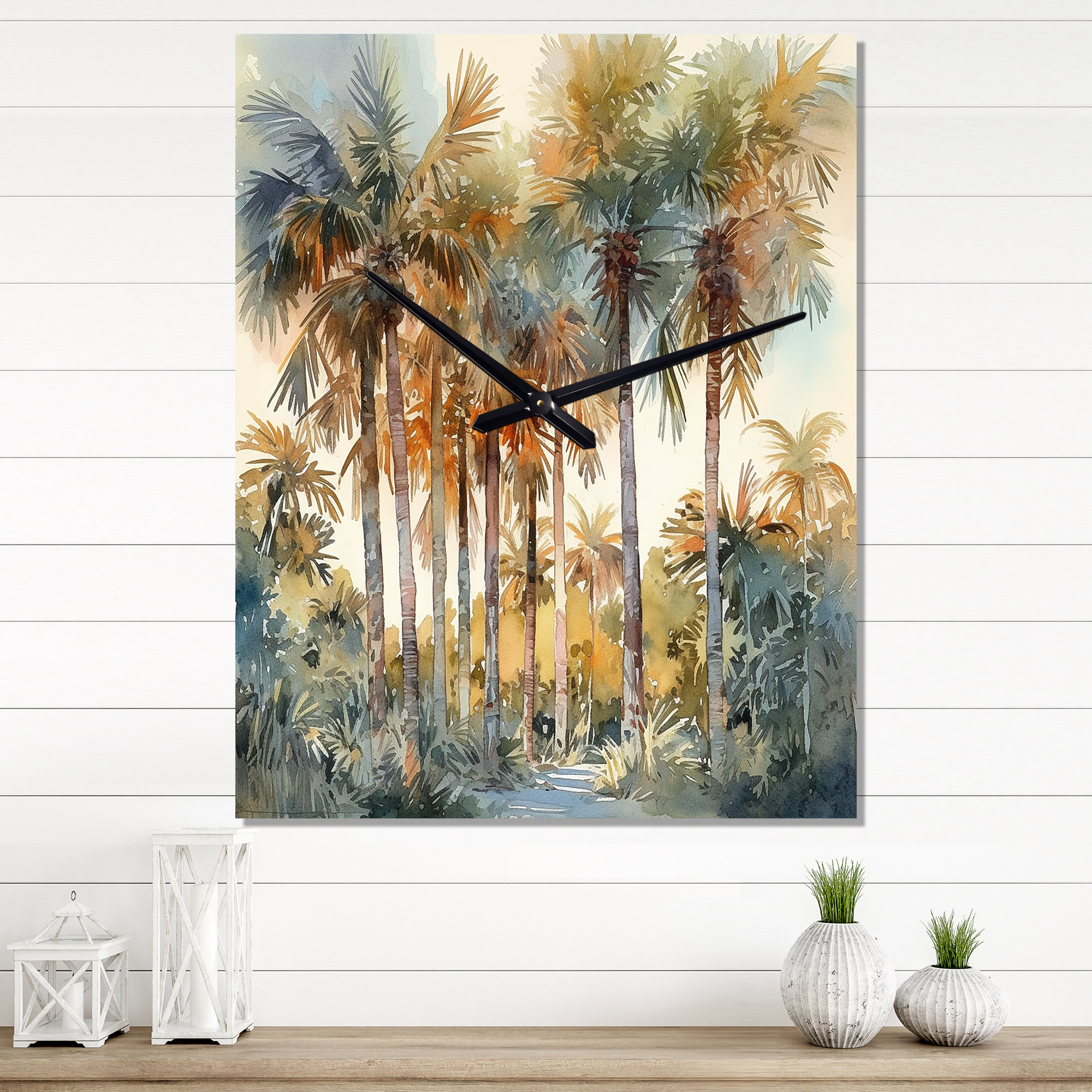 East Urban Home Palm Tree Paradise III - Palm Trees Wall Clock | Wayfair
