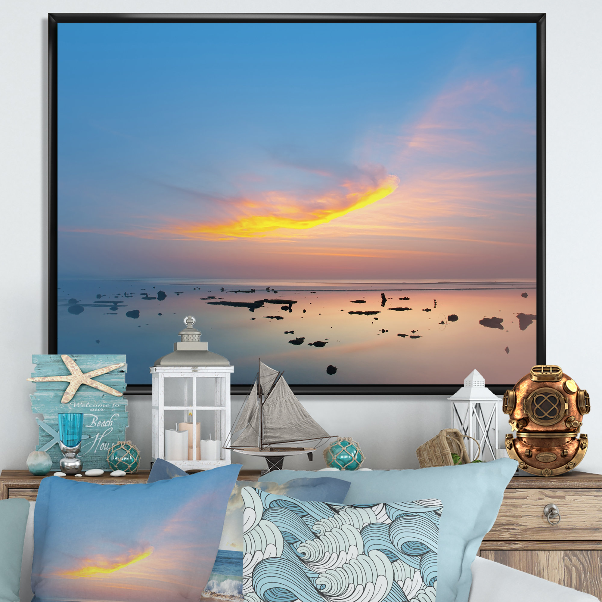 Highland Dunes Tropical Sunset Sky And Sea II - Nautical & Coastal ...