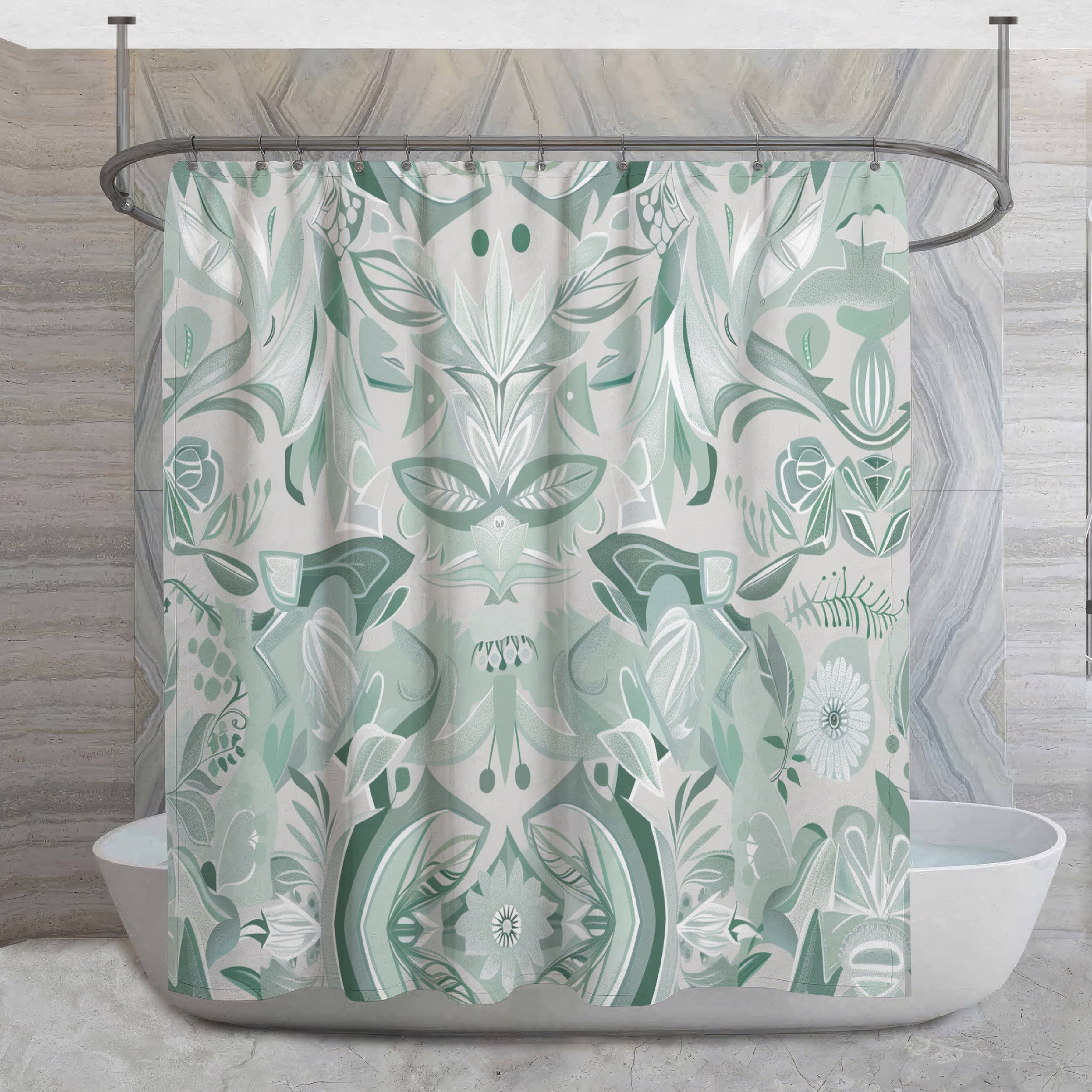 East Urban Home Floral motif Shower Curtain - Botanical Bathroom Decor ...