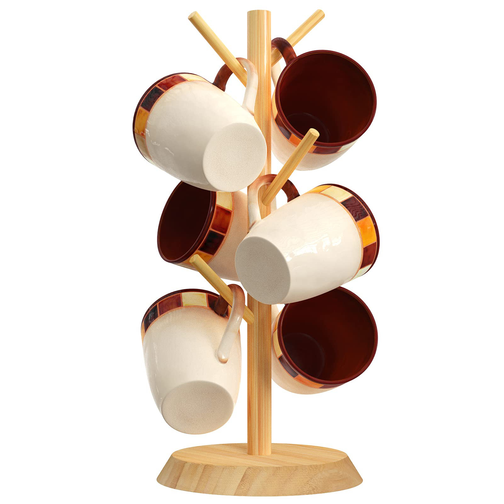 Latitude Run® Bamboo Coffee Mug Tree,Mug Rack, Coffee Cup Holder For ...
