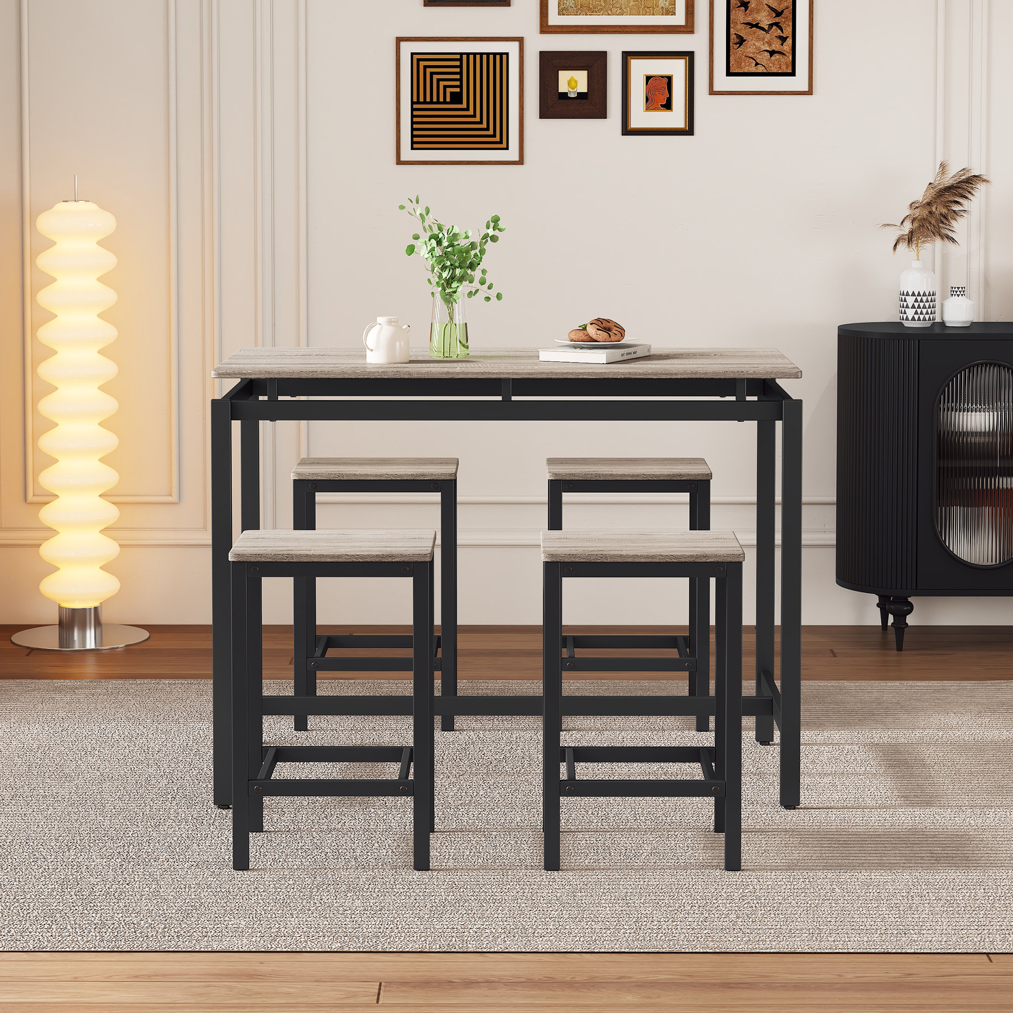 Latitude Run® Space-saving Modern Design Mdf & Steel Dining Set For ...