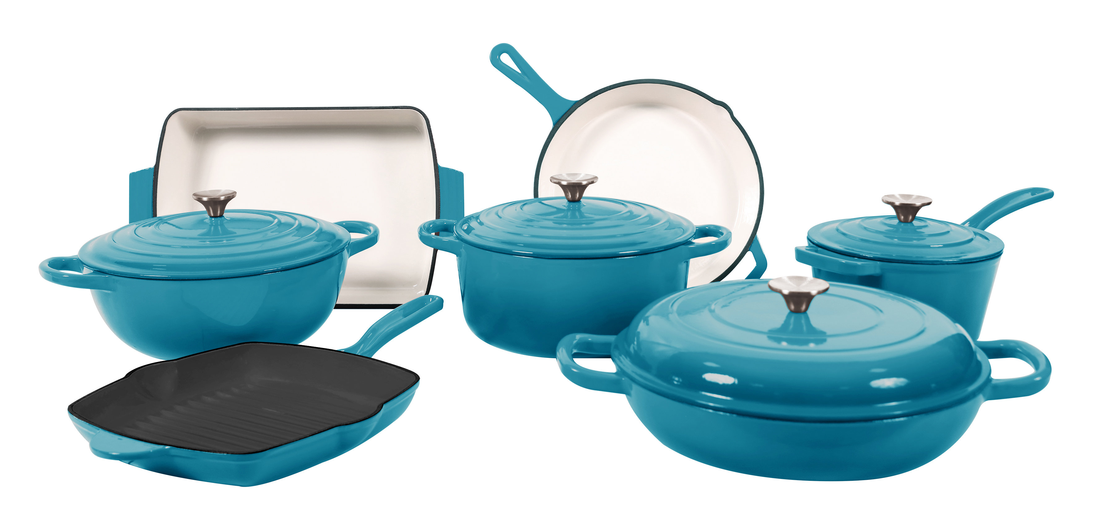 Blue Elephant 11 Pieces Cast Iron Enameled Cookware Set & Reviews ...
