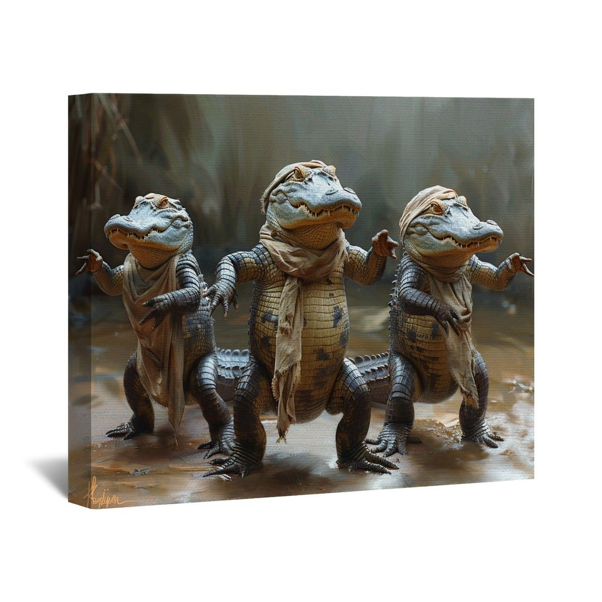 Trinx Alligators Canvas Wrap - Animation Wall Decor - Wayfair Canada