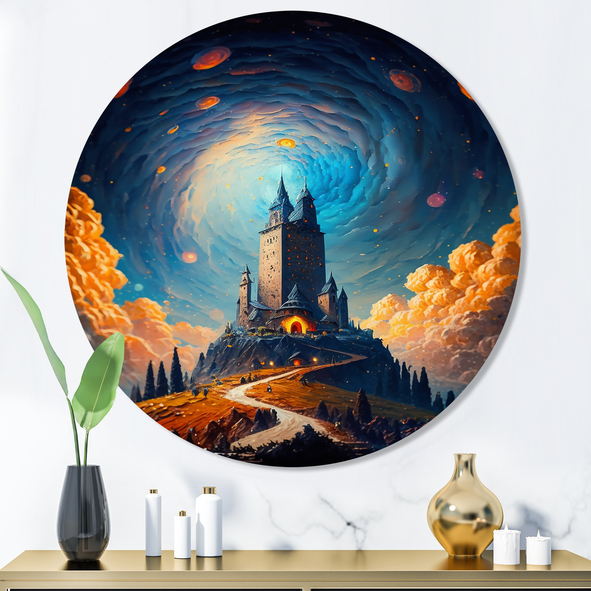 Red Barrel Studio® Blue Mystical Fantasy Castle II - City Fantasy Round ...