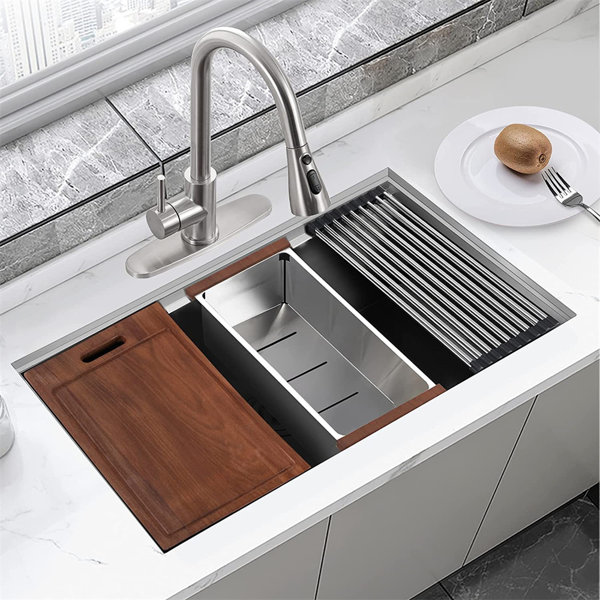Yeas!Home 32'' L Undermount Single Bowl Stainless Steel Kitchen Sink ...