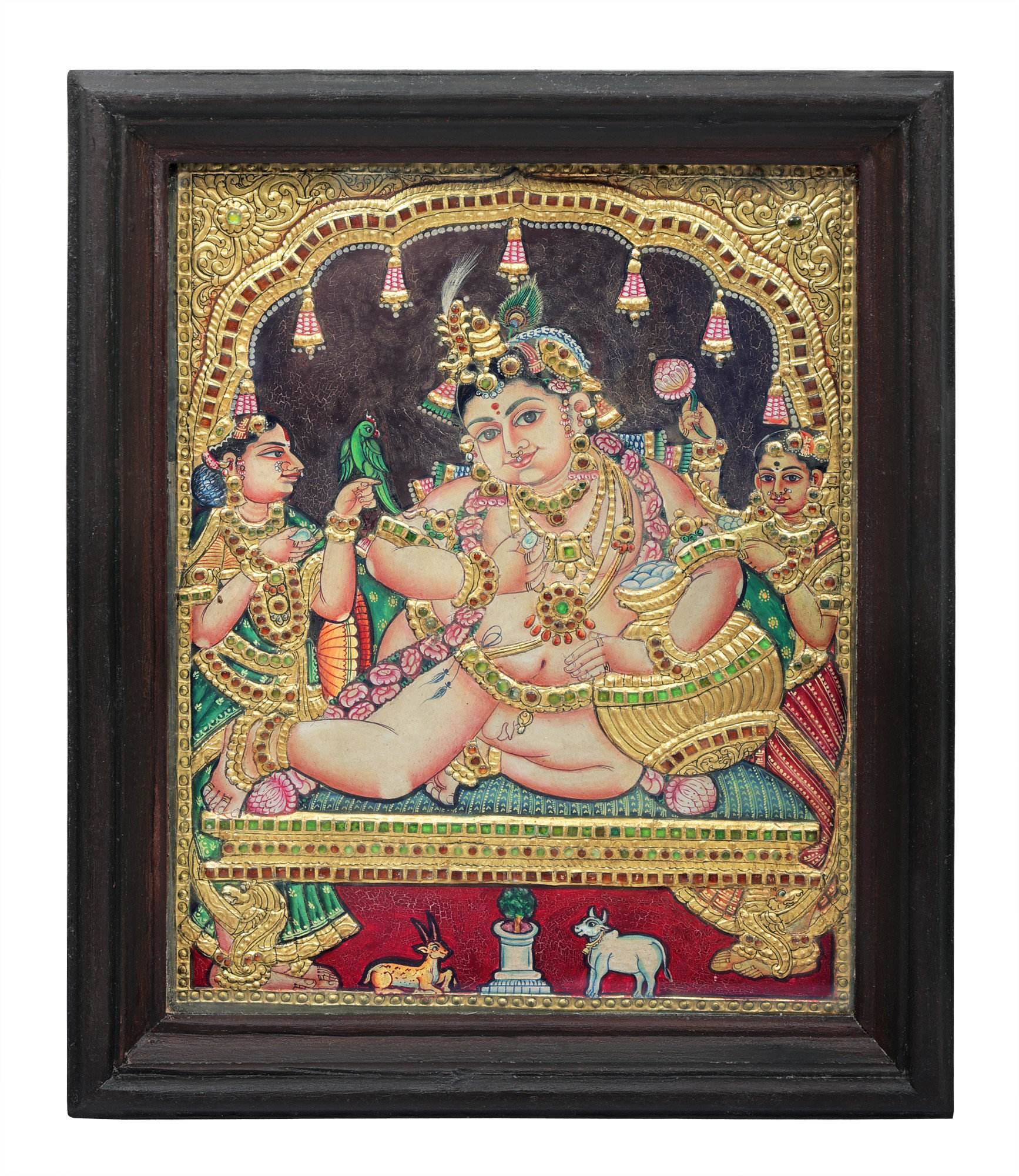 Bungalow Rose Navaneeta Krishna Tanjore Painting | Traditional Colors ...