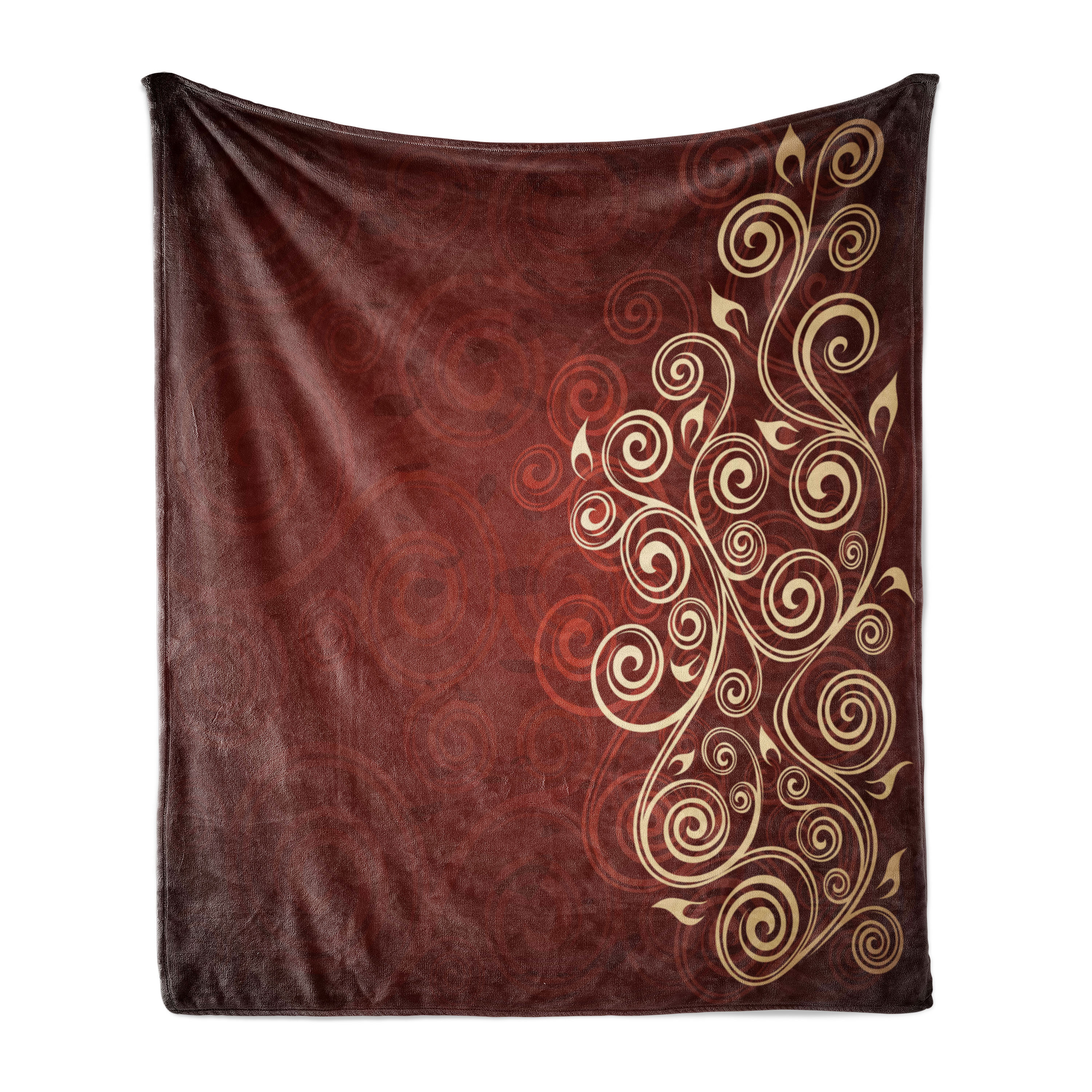Ambesonne Burgundy Fleece Throw Blanket Ombre Flower Swirl Ivy Cream ...