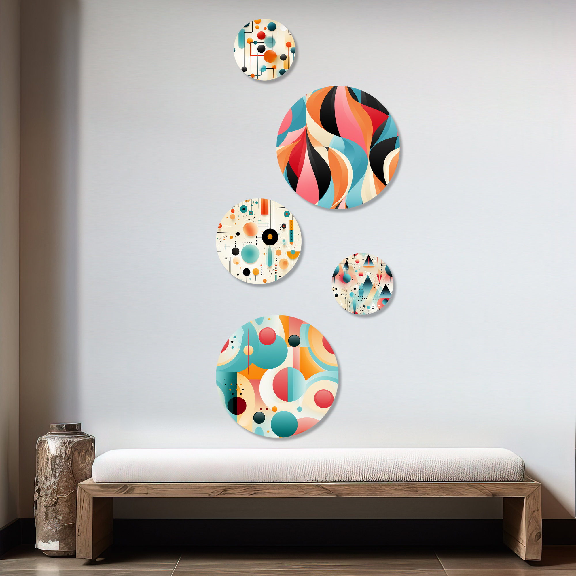 Design Art Retro Geometric Spheres Illusion - Abstract Vintage Round ...