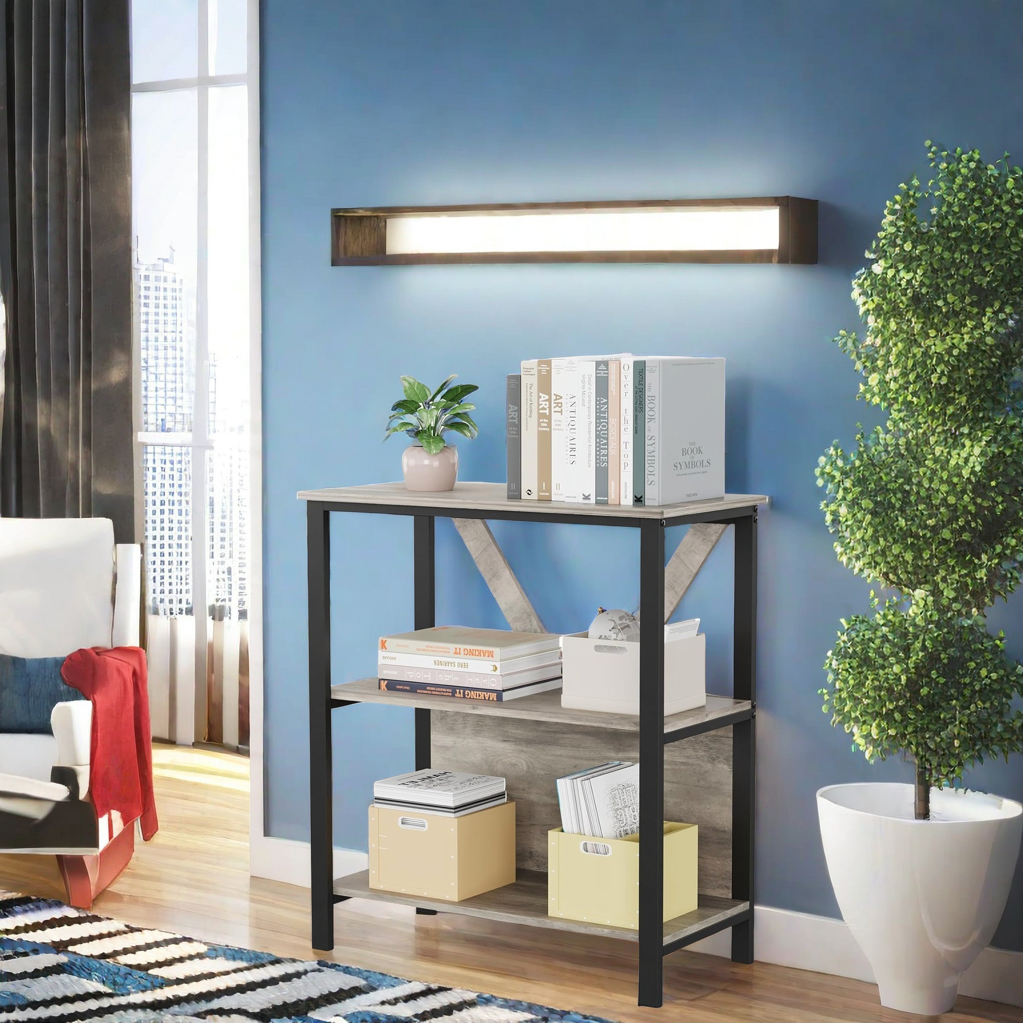 17 Stories Bookcase With Open Display Shelves And Led Lights - Wayfair ...
