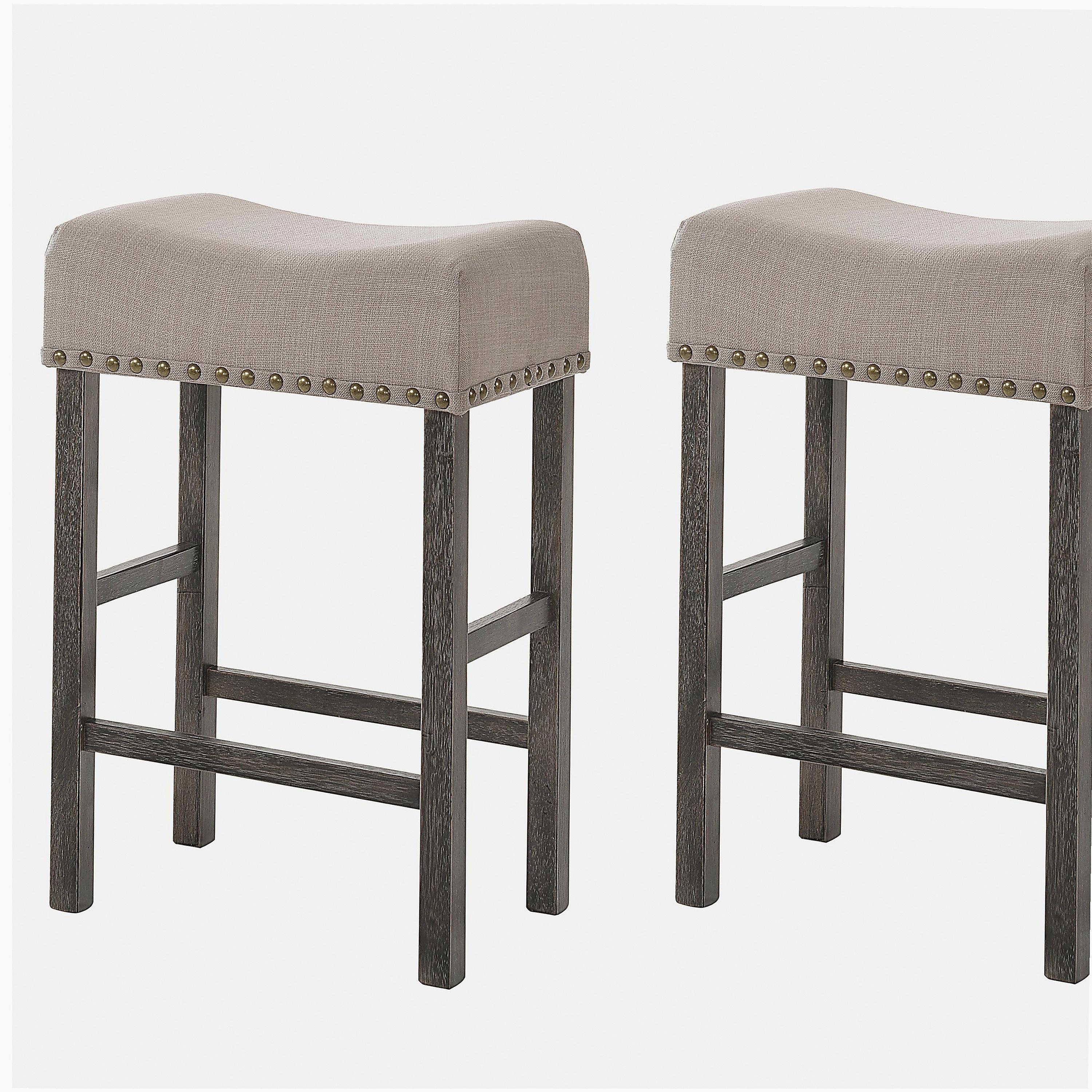 One Allium Way® Beige and weathered gray bar stools (set of 2) | Wayfair