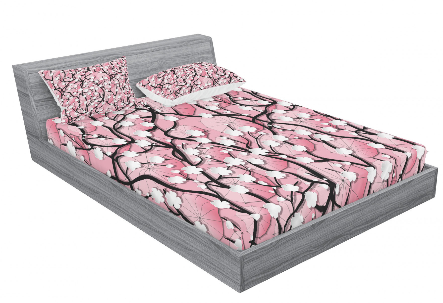 Ambesonne Japanese Sakura Tree on Umbrellas and Curved Branches ...