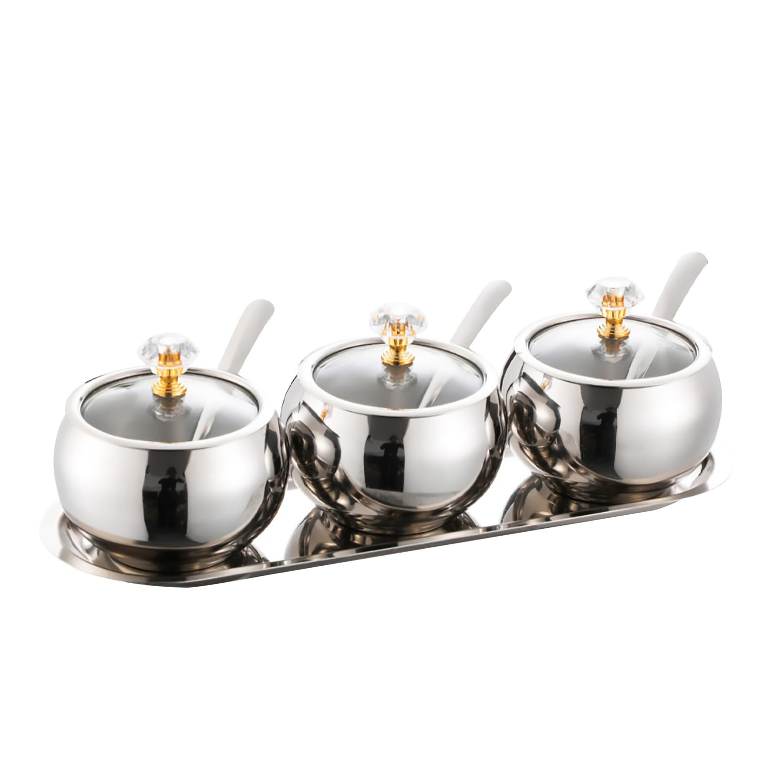 Orren Ellis Stainless Steel Seasoning Containers Set, Condiment Jar ...