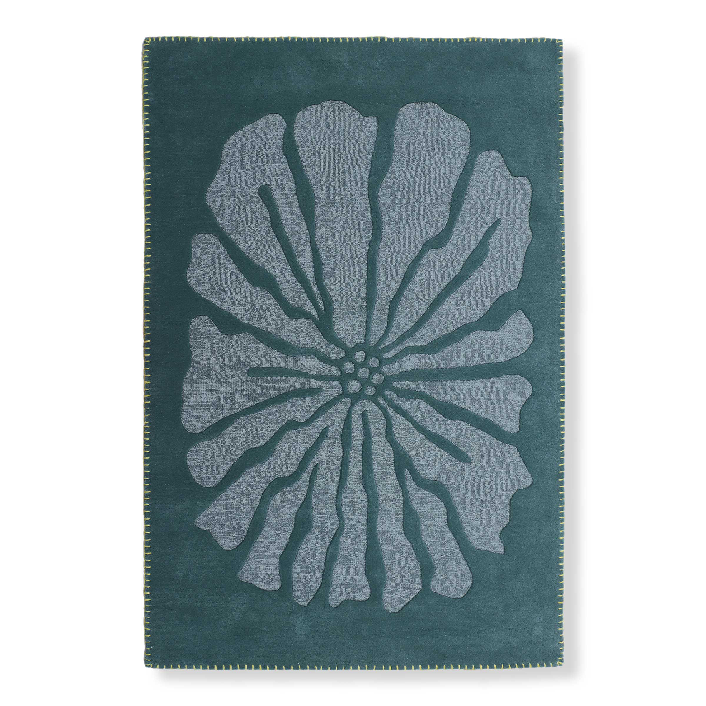 LOOMY Floral Hand Tufted Wool Area Rug in Teal | Wayfair