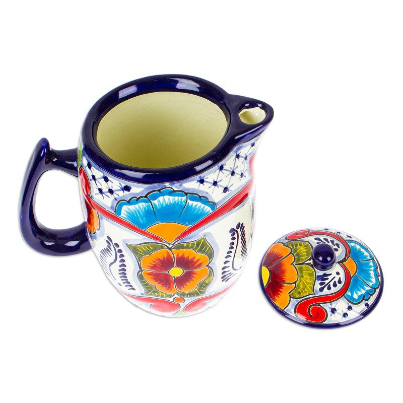 Novica Handmade Marvelous Flowers Ceramic Coffee Pot | Wayfair